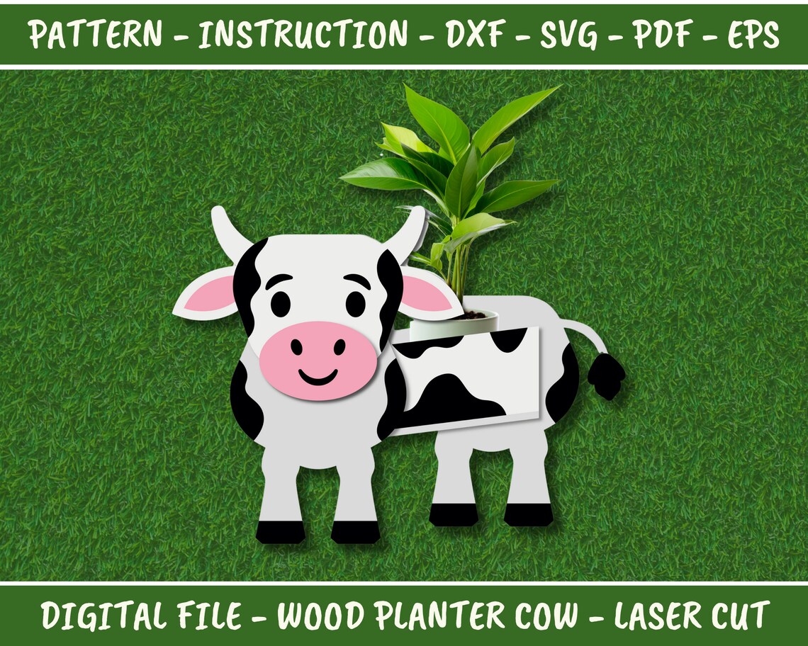 Baby Cow Planter, Scroll Saw Pattern, Wood Planter, Farmhouse Animal ...