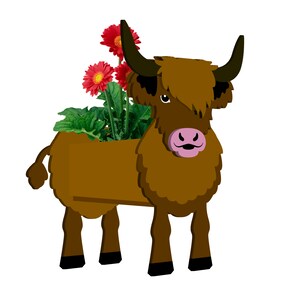 Highland Cow Planter, Scroll Saw Pattern, Animal Wood Laser Cutting ...