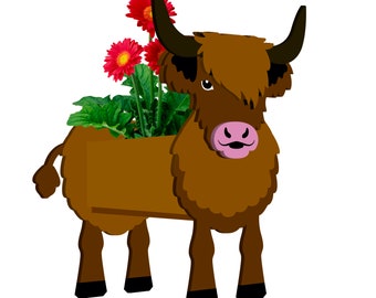 Baby Cow Planter, Scroll Saw Pattern, Wood Planter, Farmhouse Animal ...
