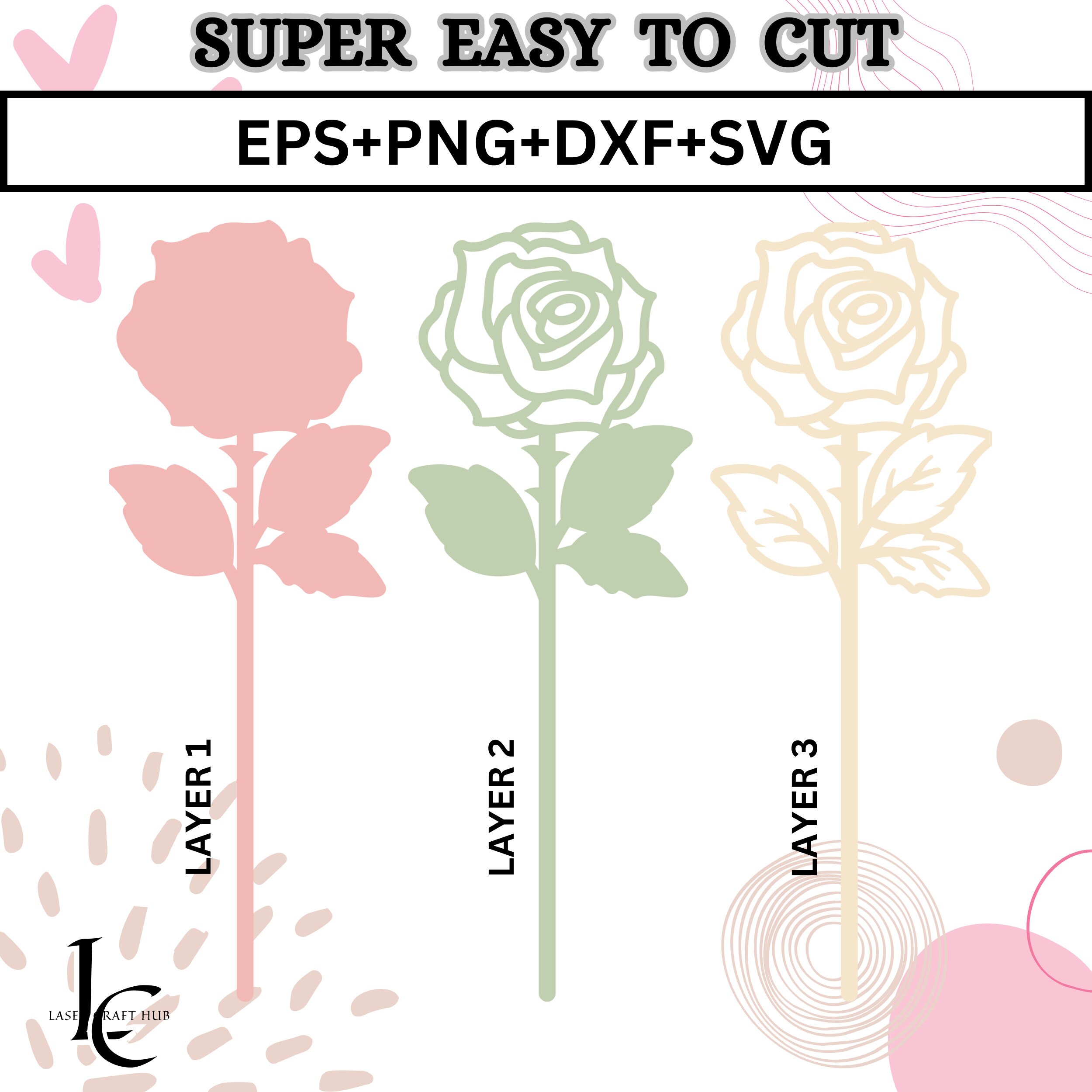 Mothers Day Rose SVG, Layered Rose Laser Cut File, Flower Laser Cut ...