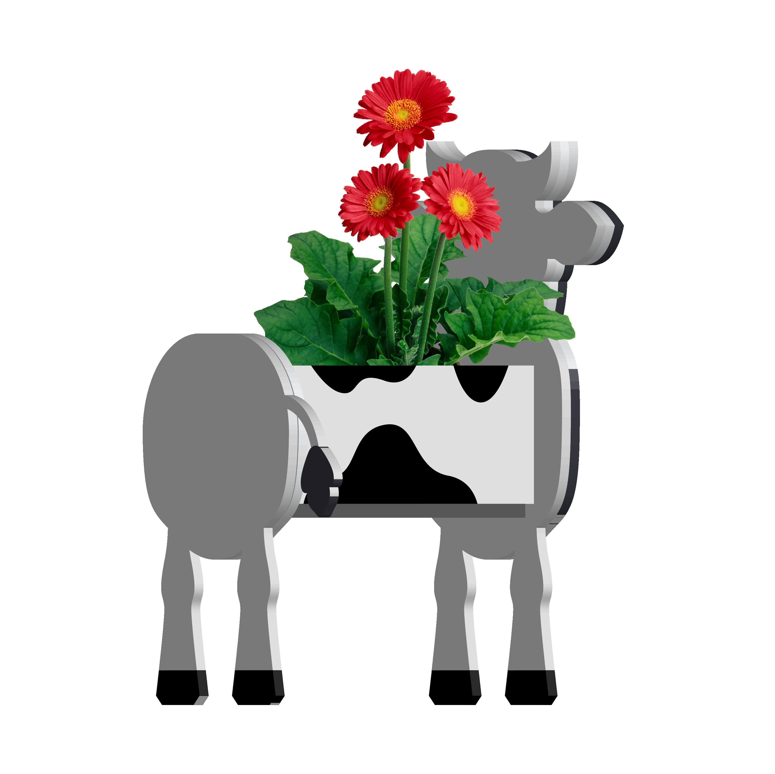 Cow Planter, Wood Planter, Farmhouse Animal Garden Ornament, Planter ...