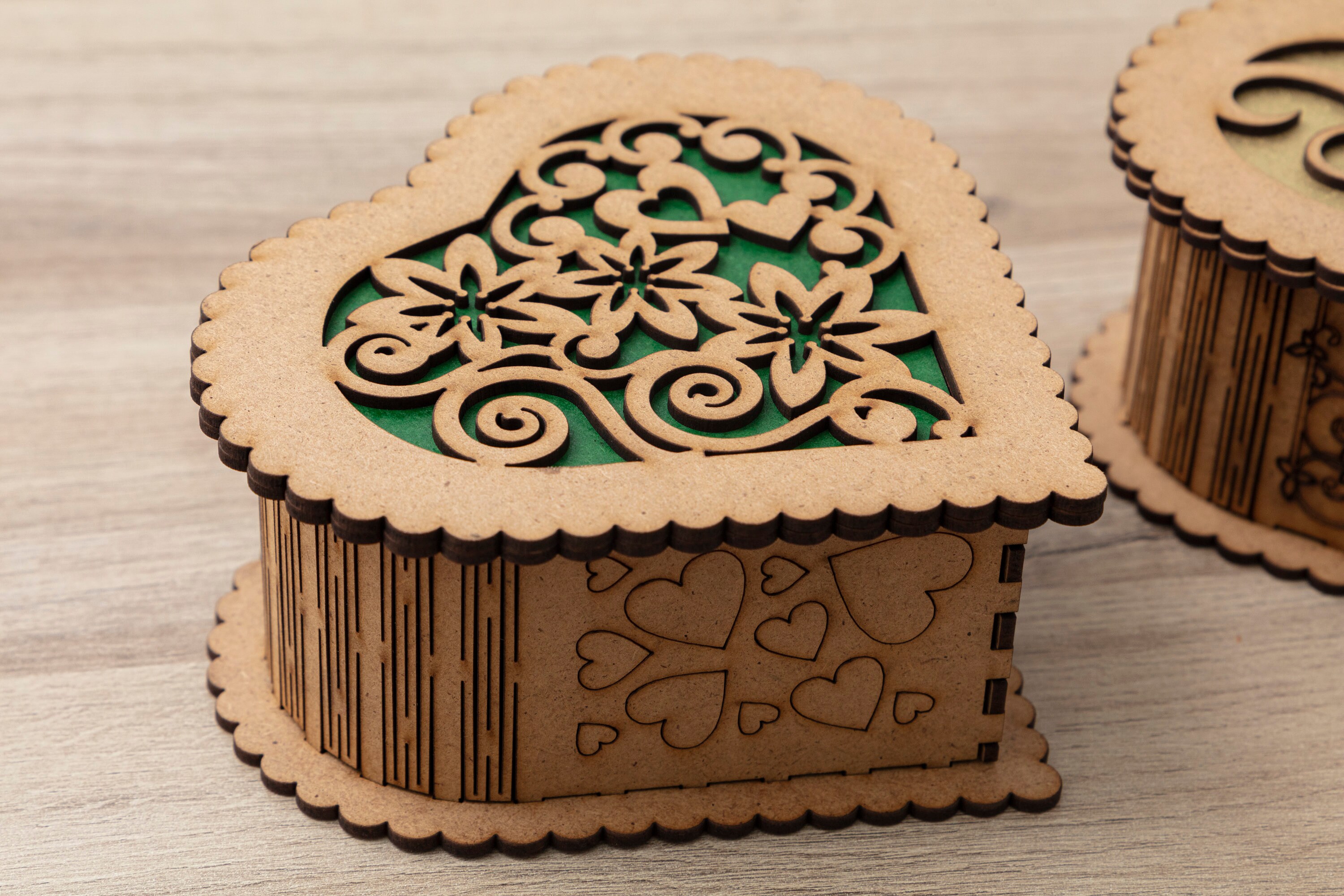 Wooden Heart Shaped Jewelry Laser Cut Box Template Wedding Love Story ...