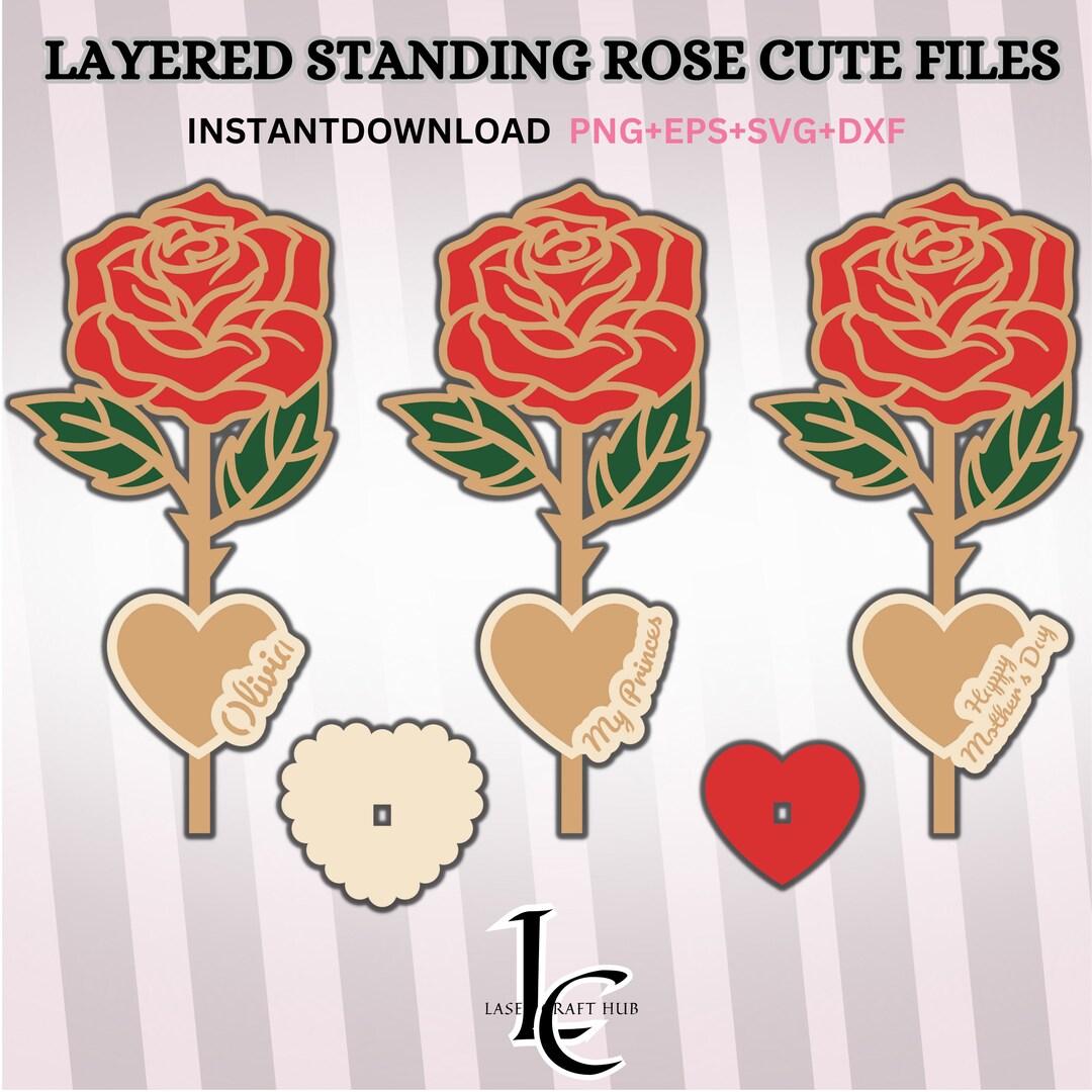 Mother Day Rose Laser Cut File, Mom Svg Laser Bundle, Rose Laser Cut ...