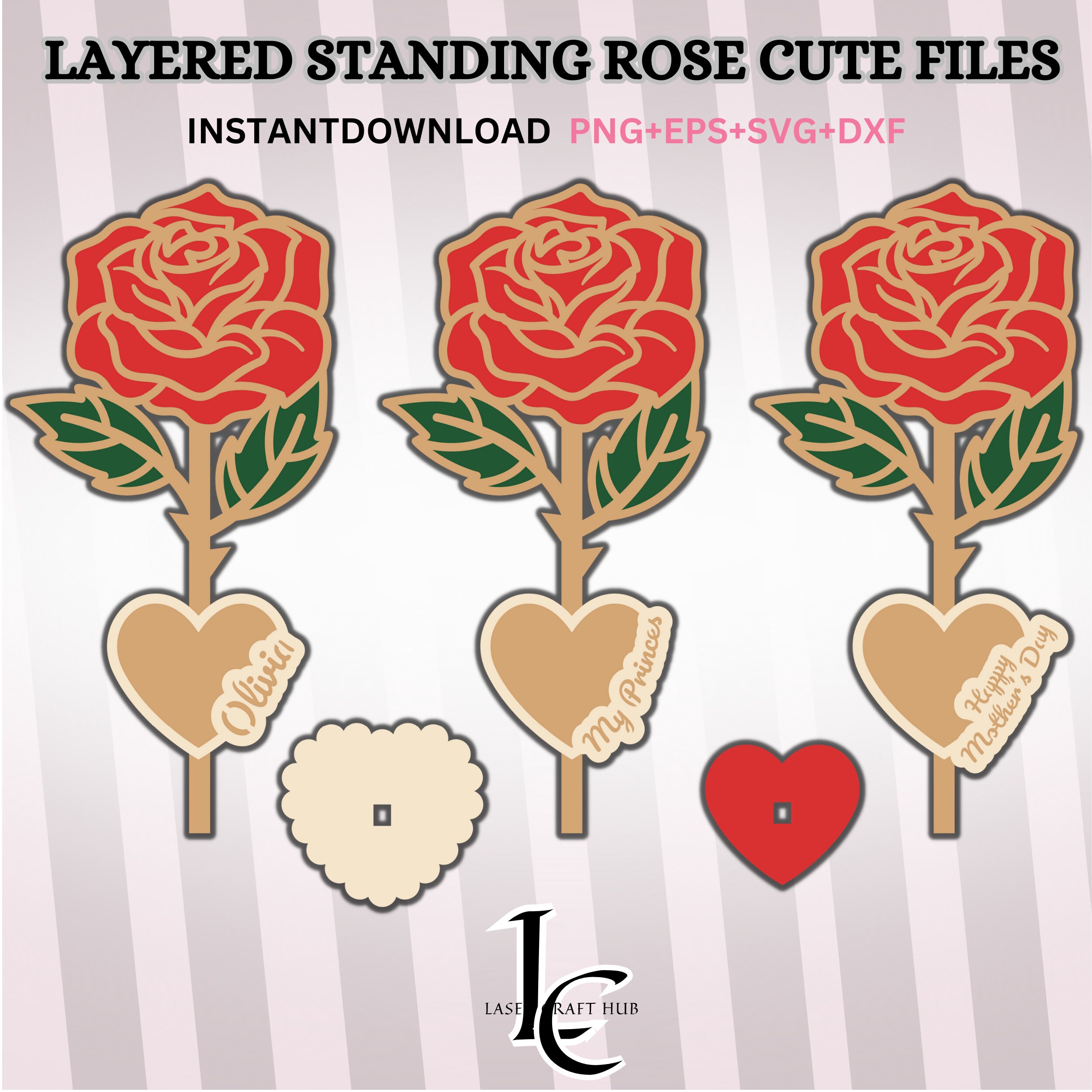 Mother Day Rose Laser Cut File, Mom Svg Laser Bundle, Rose Laser Cut ...