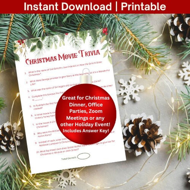 Christmas Trivia Games, Fun Printable Christmas Game, Fun Holiday Game ...
