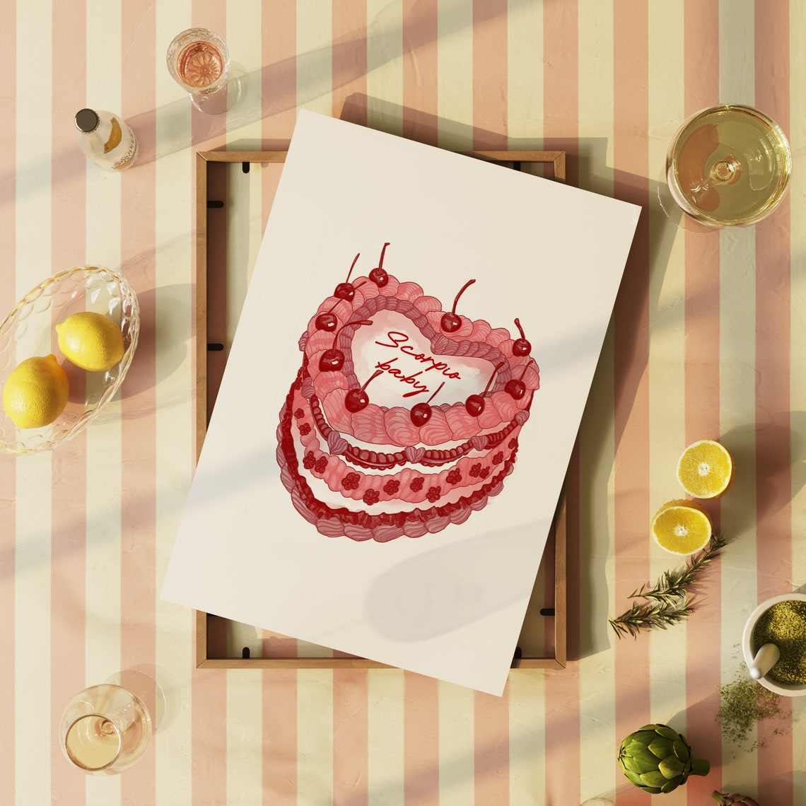 Vintage Cake Poster, Scorpio Wall Art, Cake Art Print, Scorpio Poster ...