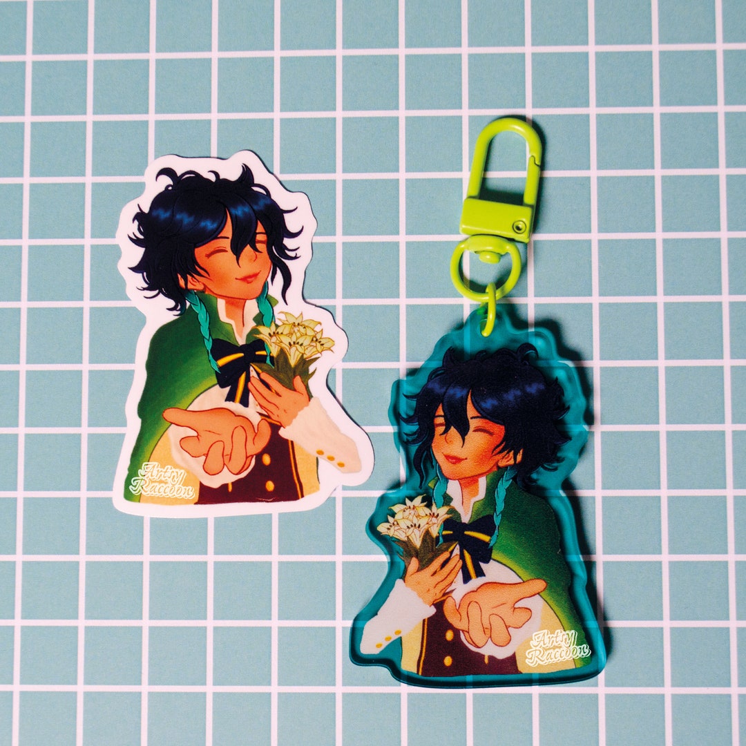 Genshin Impact Venti With Cecillas/flowers Sticker & Keychain - Etsy