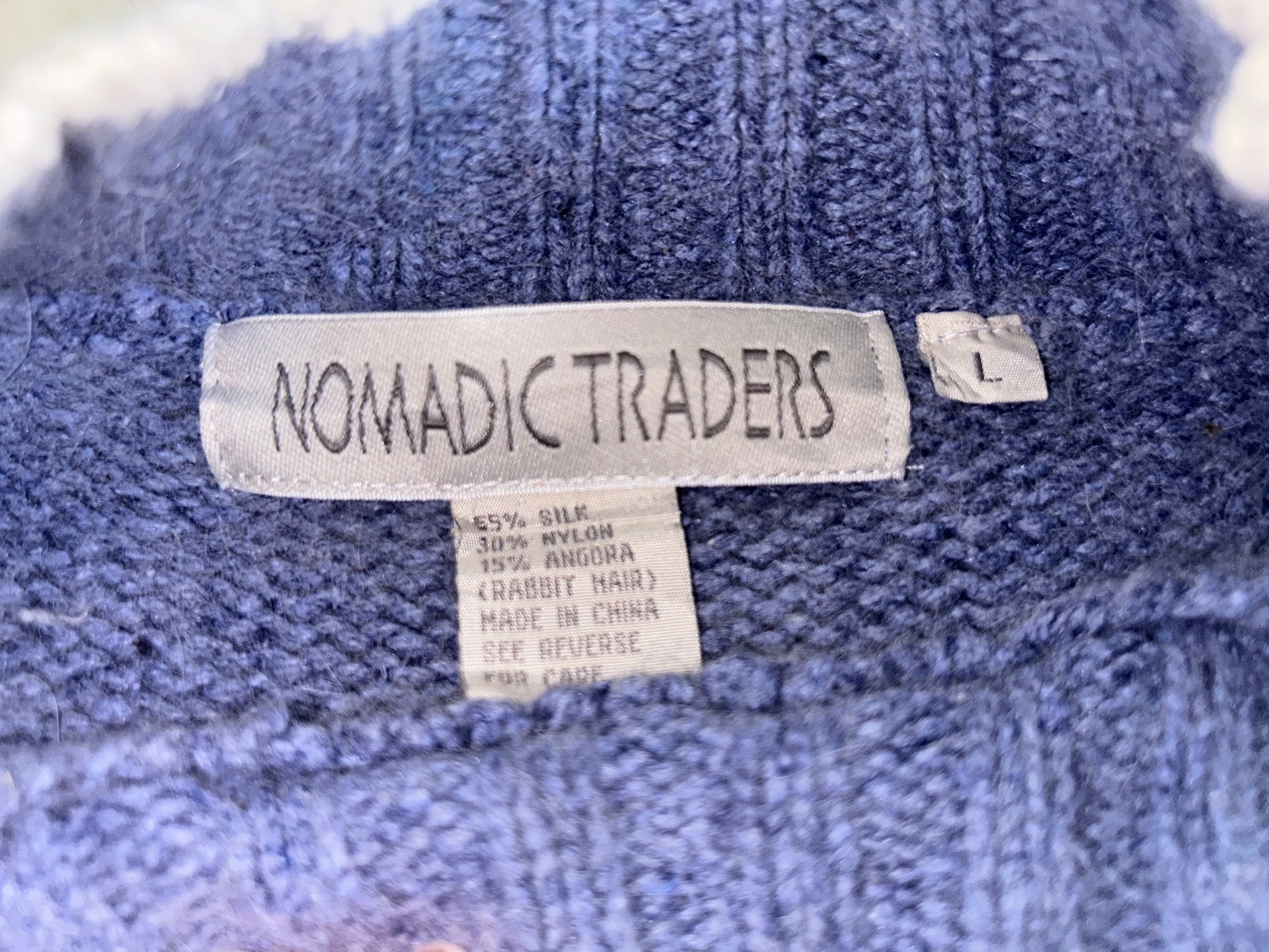 Vintage Nomadic Traders Mockneck Pullover Sweater Geometric Snowflakes ...