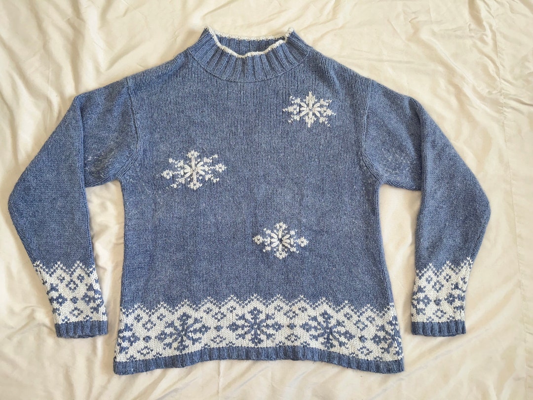 Vintage Nomadic Traders Mockneck Pullover Sweater Geometric Snowflakes ...