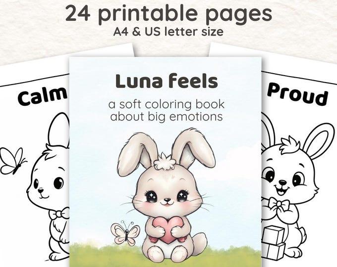 Printable Emotions Coloring Book – Luna Feels - Bunny - Emotional ...
