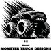 Monster Truck SVG & PNG Bundle 12 Unique Design Clipart Images for ...