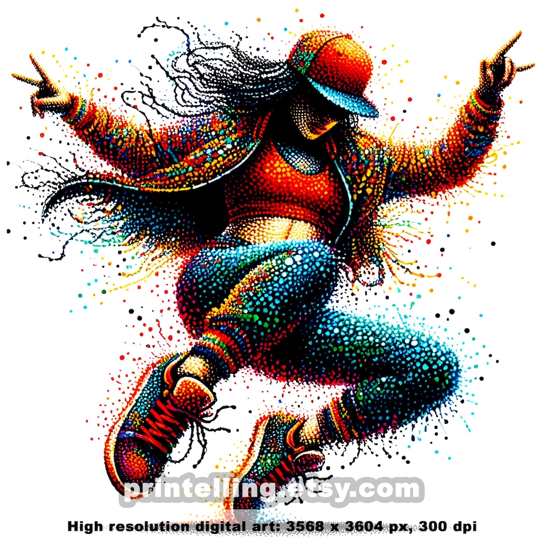 Hip-hop Girl Dancer Digital Art; High-res PNG Design for T-shirts, Wall ...