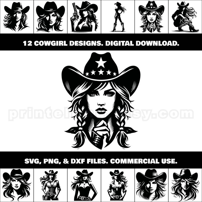 Cowgirl Clipart Bundle: Wild West SVG, PNG, DXF (digital Download) - Etsy