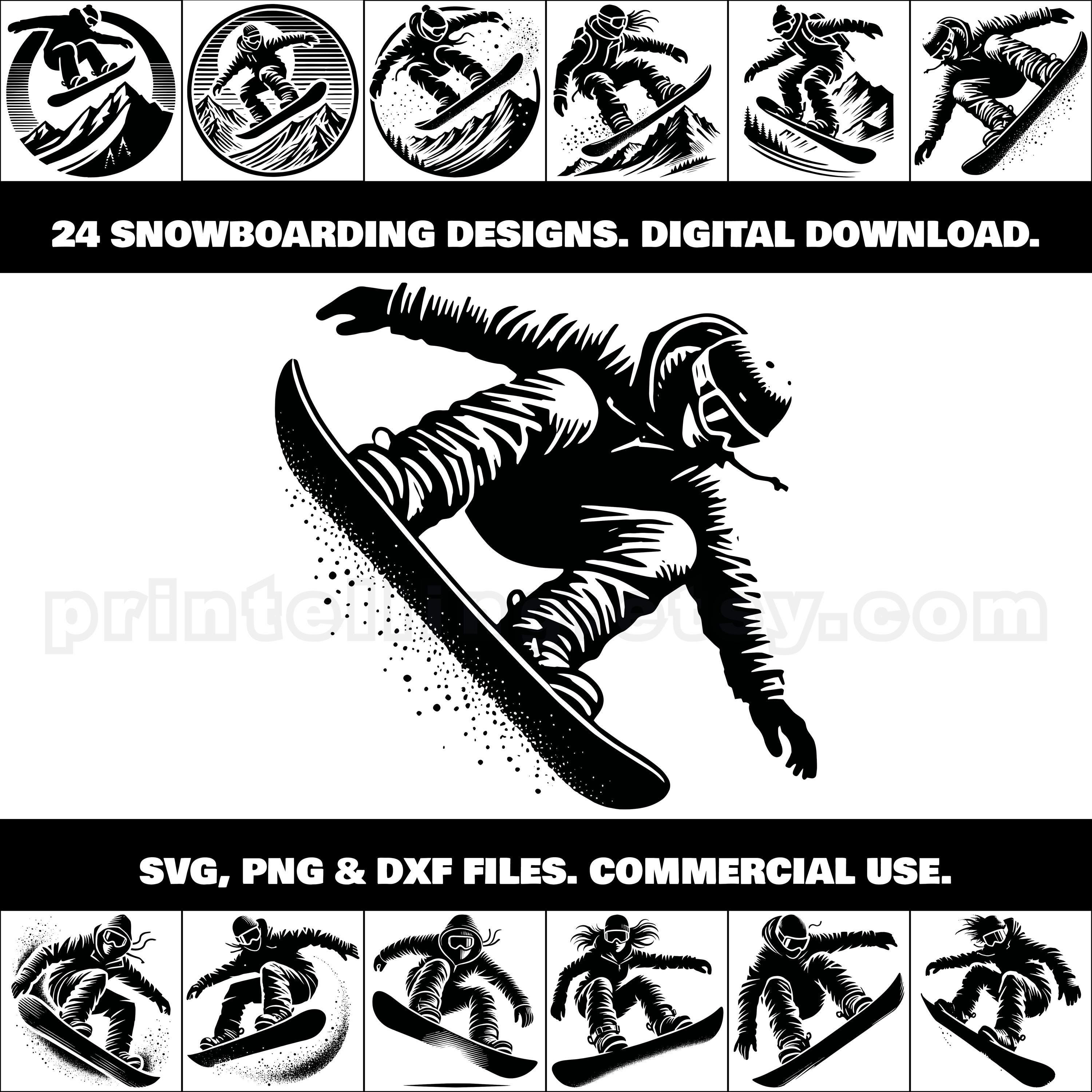 Snowboarding Clipart Bundle: 24 Winter Sports Designs (SVG, PNG, DXF ...