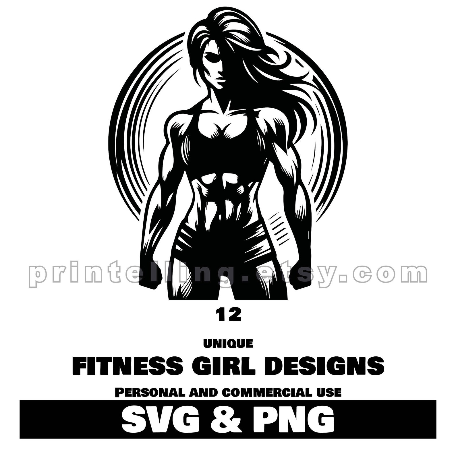 Fitness Girl SVG & PNG Bundle | 12 Unique Workout and Bodybuilding ...