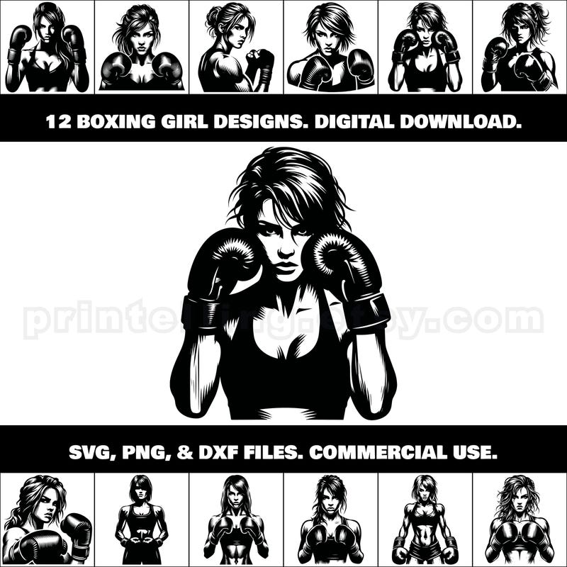 Girl Boxing Svg - Etsy
