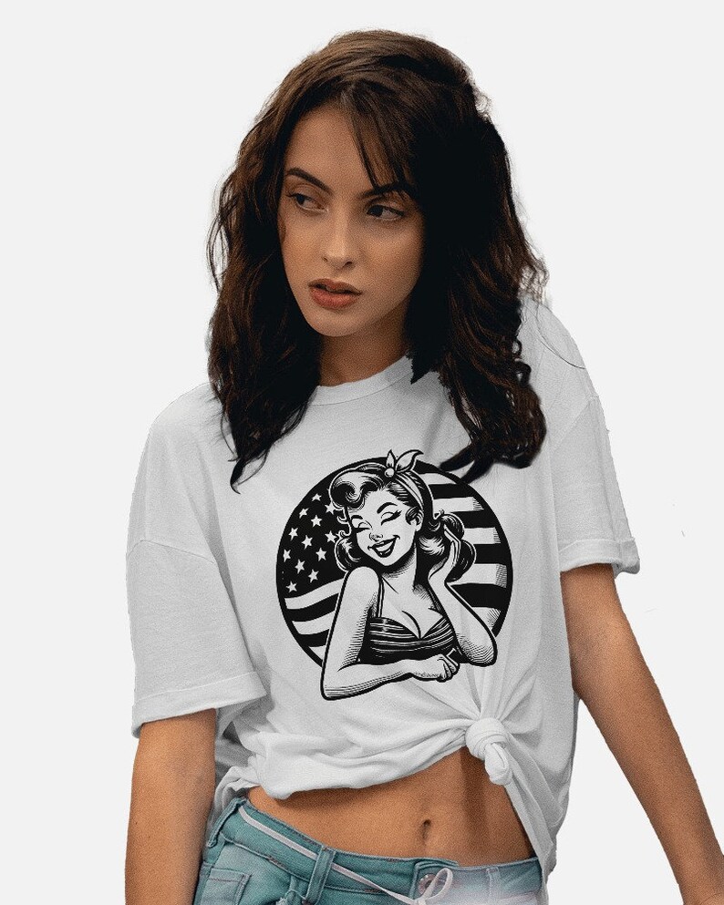 Patriotic Retro Pinup Girls SVG & PNG Bundle American Flag Girls for ...