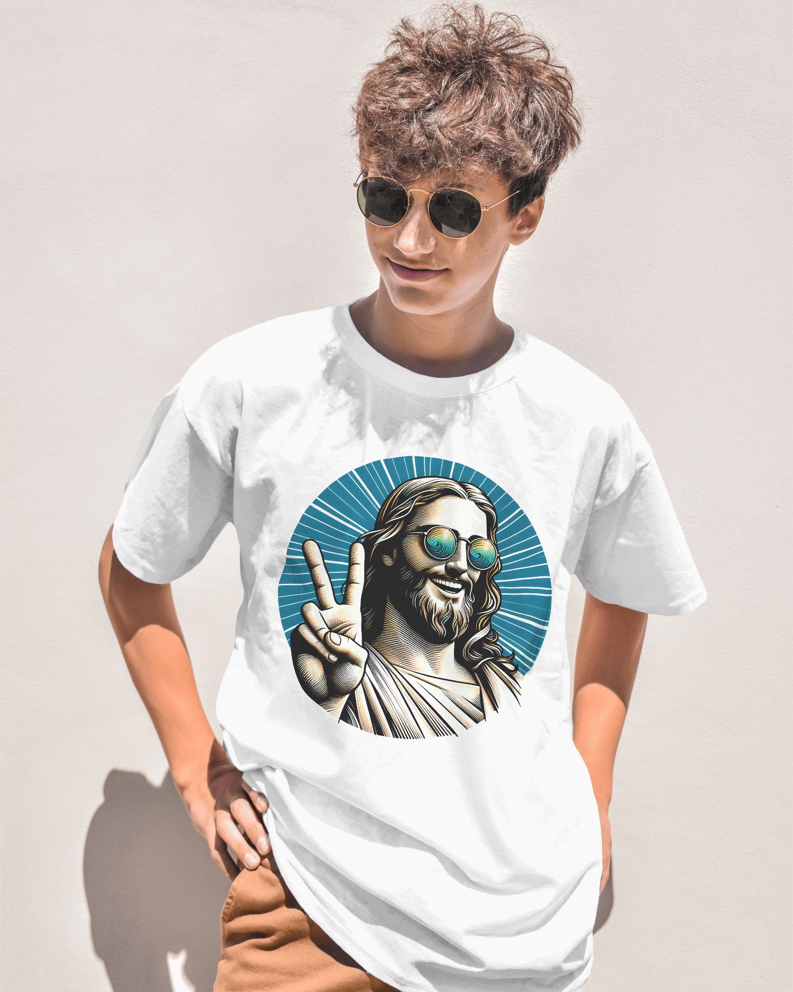 Cool Jesus PNG – Smiling Jesus Christ With Peace Sign (digital Download ...