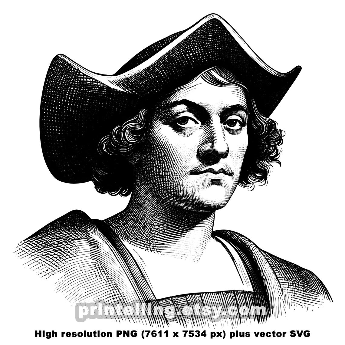 Vintage Christopher Columbus Portrait Bundle: PNG & SVG Graphics - Etsy