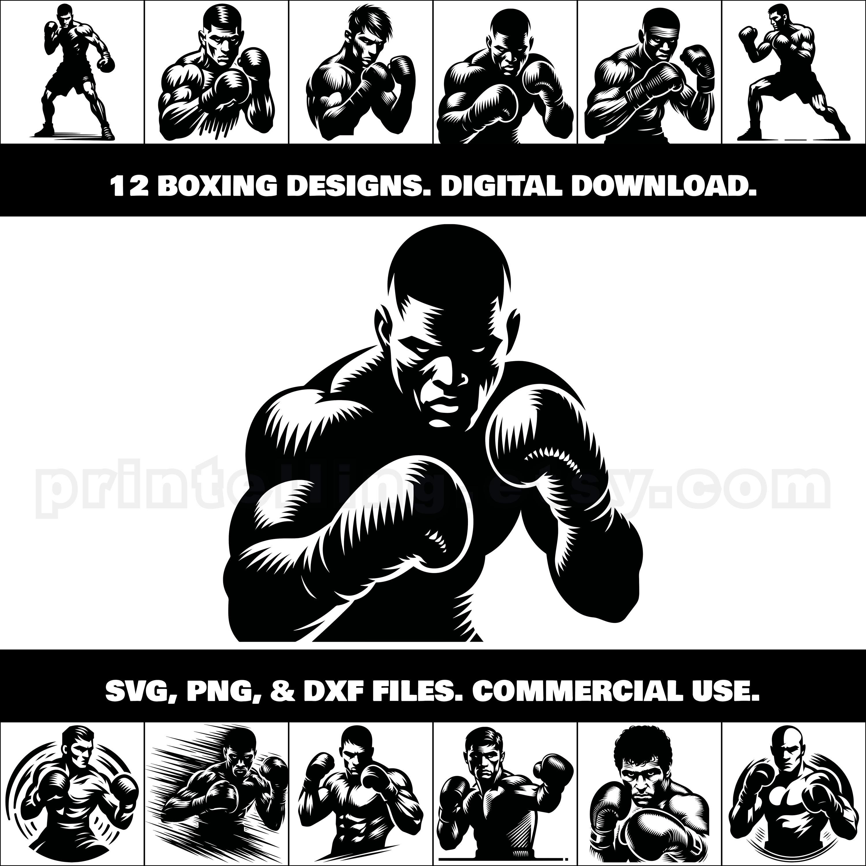 Boxer Clipart Bundle: 12 Boxing Silhouette Designs (SVG, PNG, DXF) - Etsy