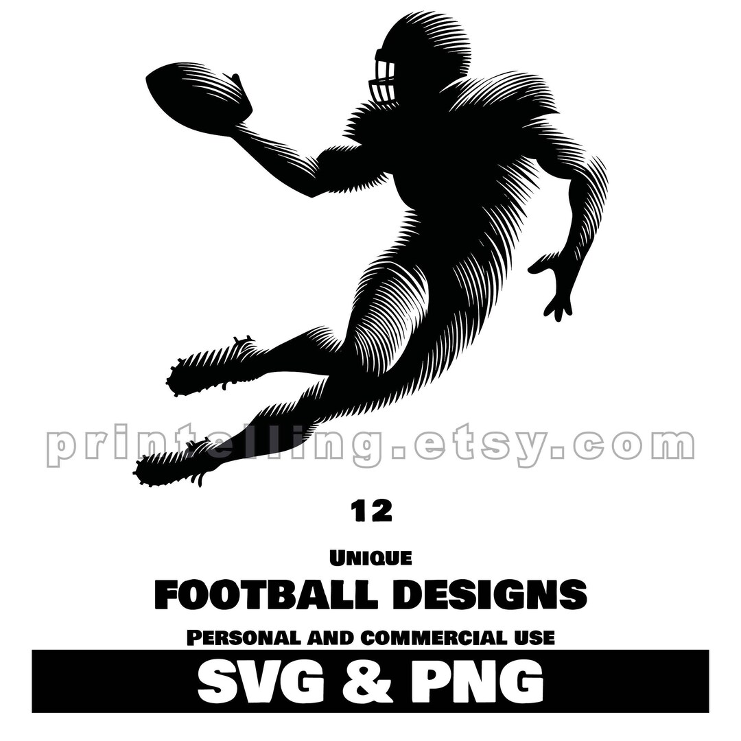 Football SVG & PNG Bundle | 12 Unique Design Clipart Images for Sports ...