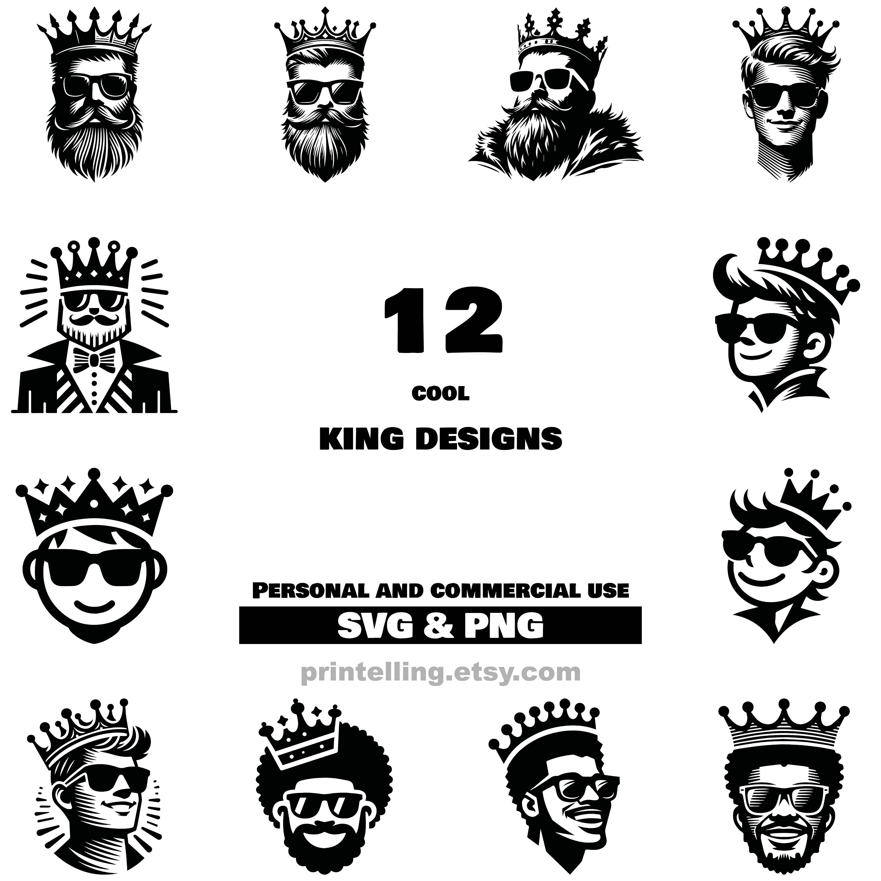 Cool Kings and Birthday King SVG & PNG Bundle for Shirt Design ...