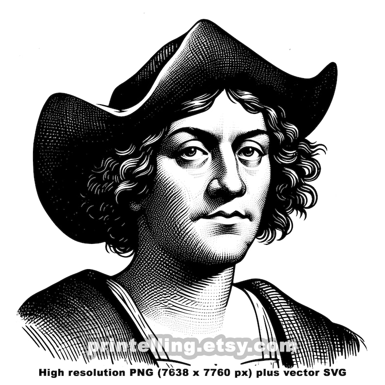 Vintage Christopher Columbus Portrait Bundle: PNG & SVG Graphics - Etsy