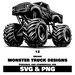 Monster Truck SVG & PNG Bundle 12 Unique Design Clipart Images for ...
