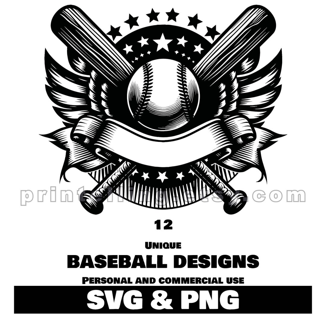 Baseball SVG & PNG Bundle | 12 Unique Design Clipart Images for Sports ...