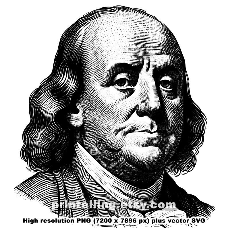 Benjamin Franklin Portrait Bundle: Vintage Style PNG SVG (digital ...