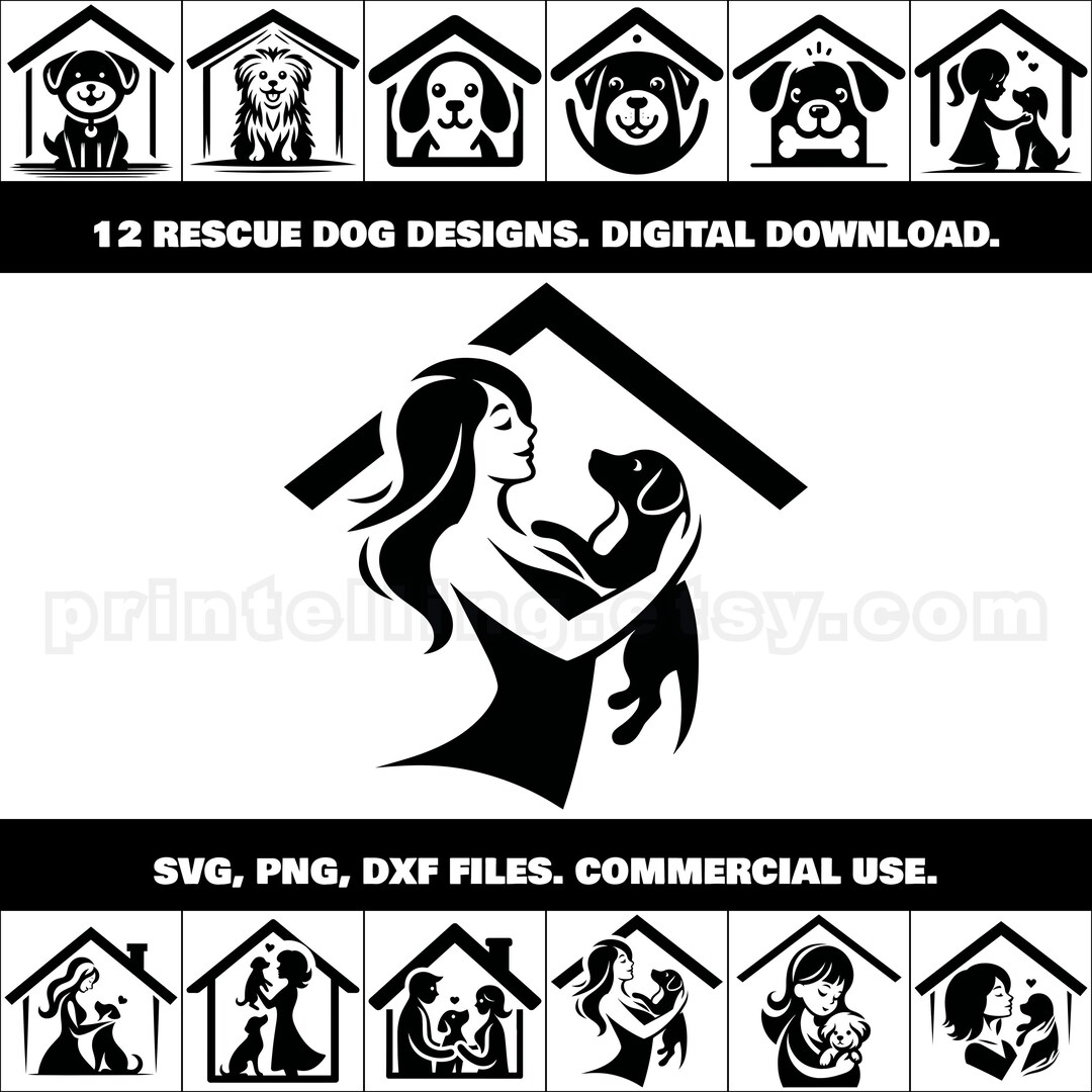 Rescue Dog PNG, SVG, DXF Clipart Bundle to Design Shirts, Merch, Logos ...
