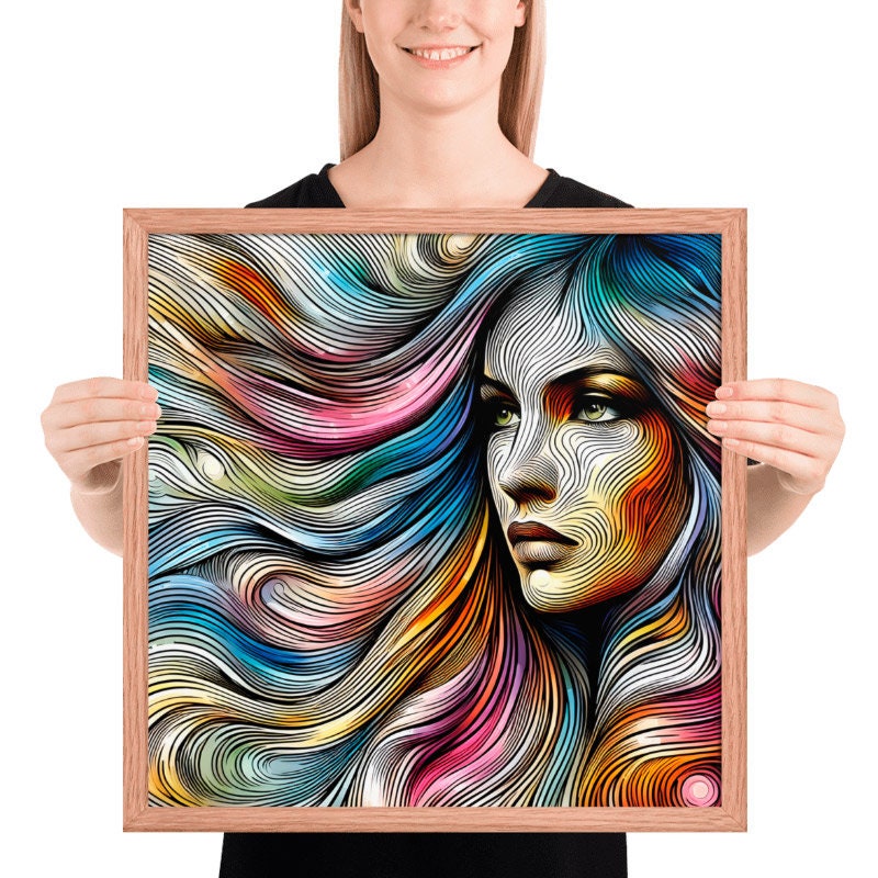 Hair Salon Prints: Abstract Woman Portrait, Colorful Waves (digital ...