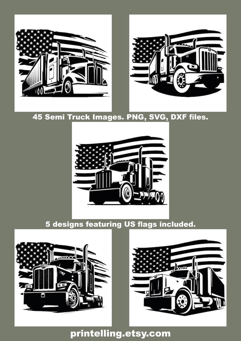 Semi Truck Clipart Bundle, Patriotic Designs (PNG, SVG, DXF) - Etsy