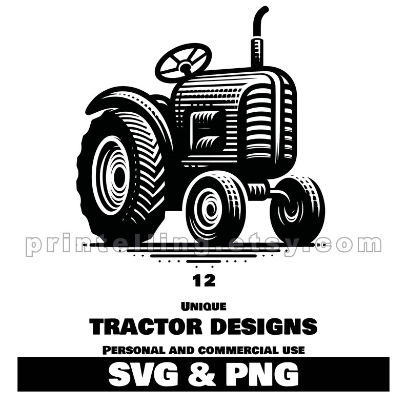 Tractor SVG & PNG Bundle 12 Unique Design Clipart Images for Farm ...