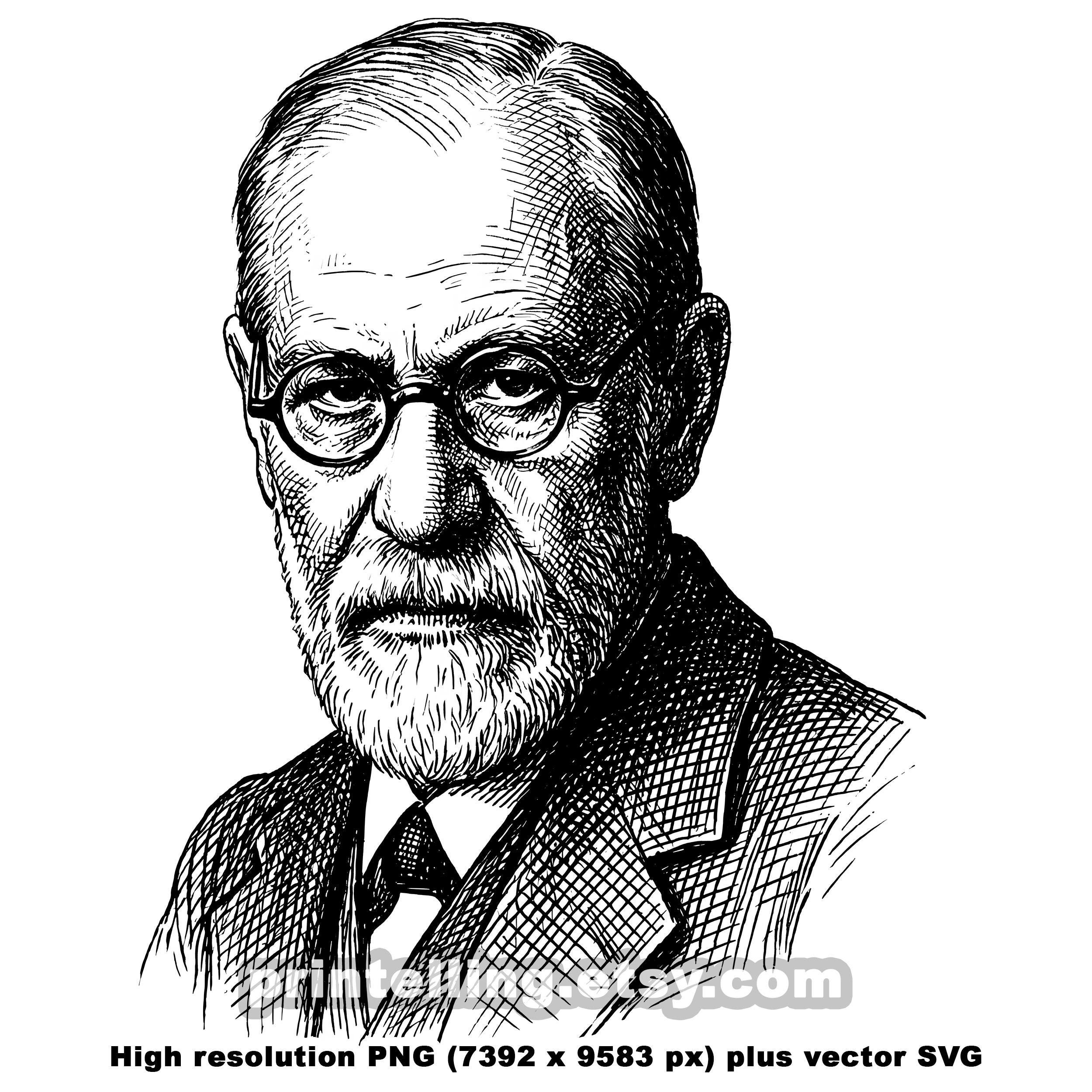 Sigmund Freud Portrait PNG SVG Bundle; Vintage Engraving Style; Meme ...
