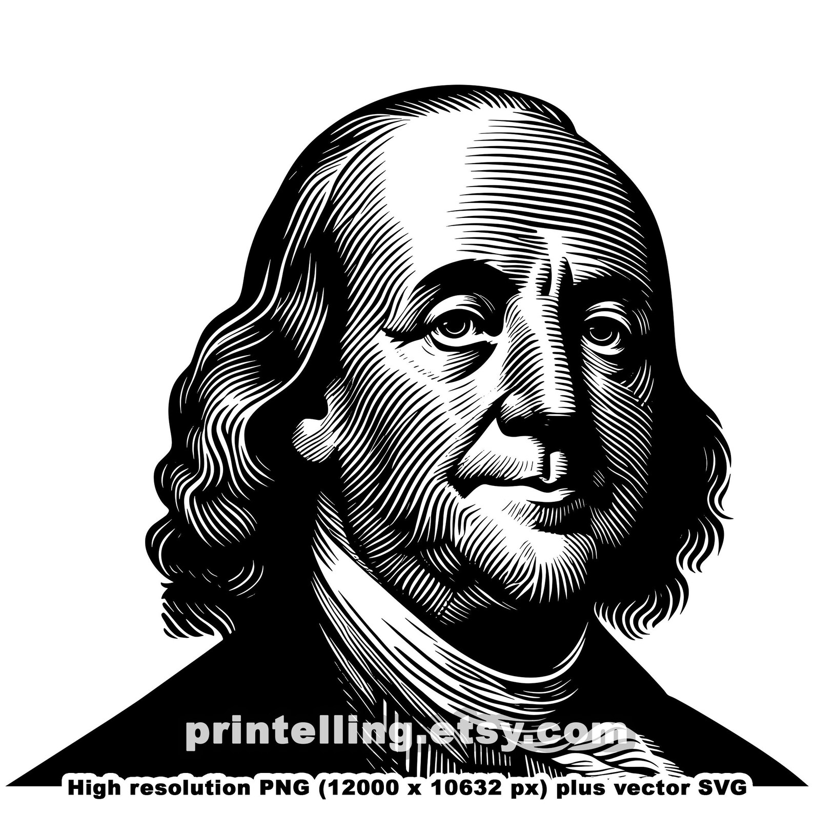 Benjamin Franklin Portrait Bundle: Vintage Style PNG SVG (digital ...