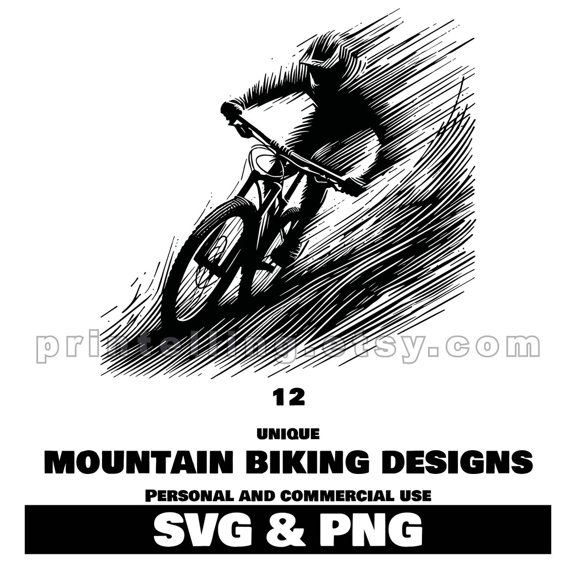 Mountain Biking SVG & PNG Bundle 12 Unique Designs to Create Shirts ...