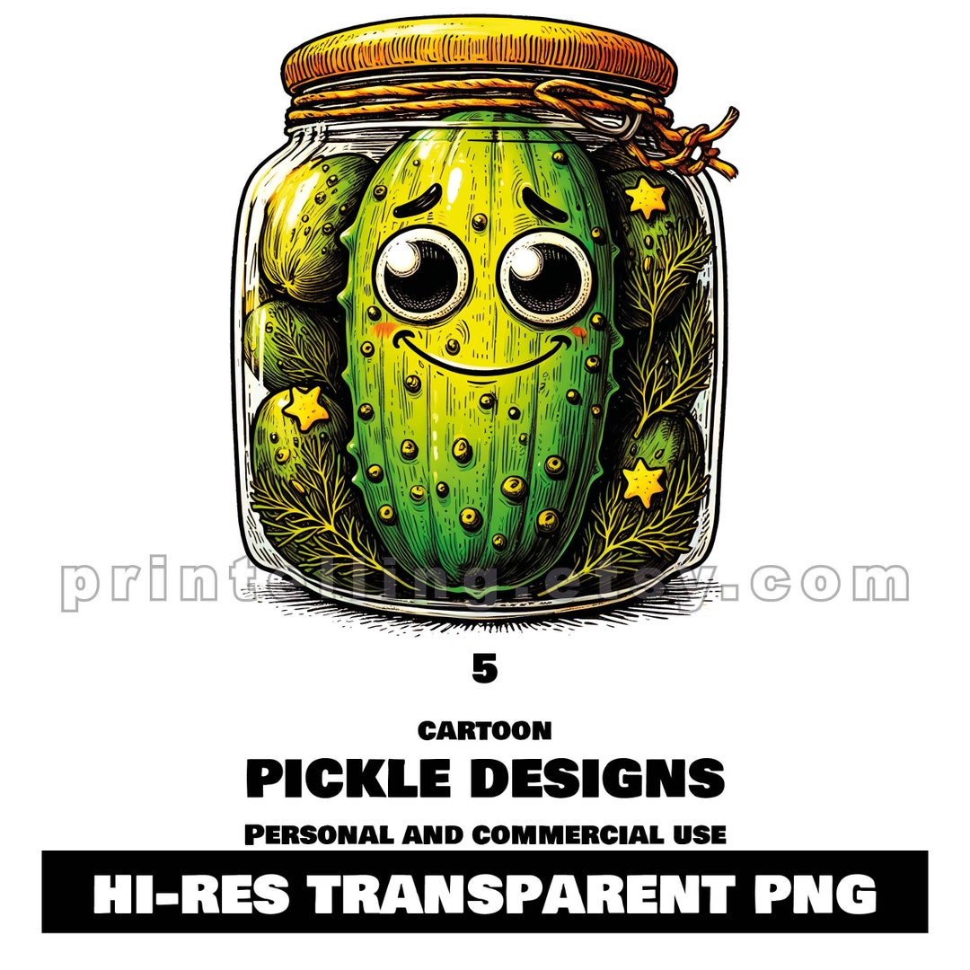 Funny Pickle Jar Cartoon PNG Clipart Bundle to Design T-shirts, Party ...