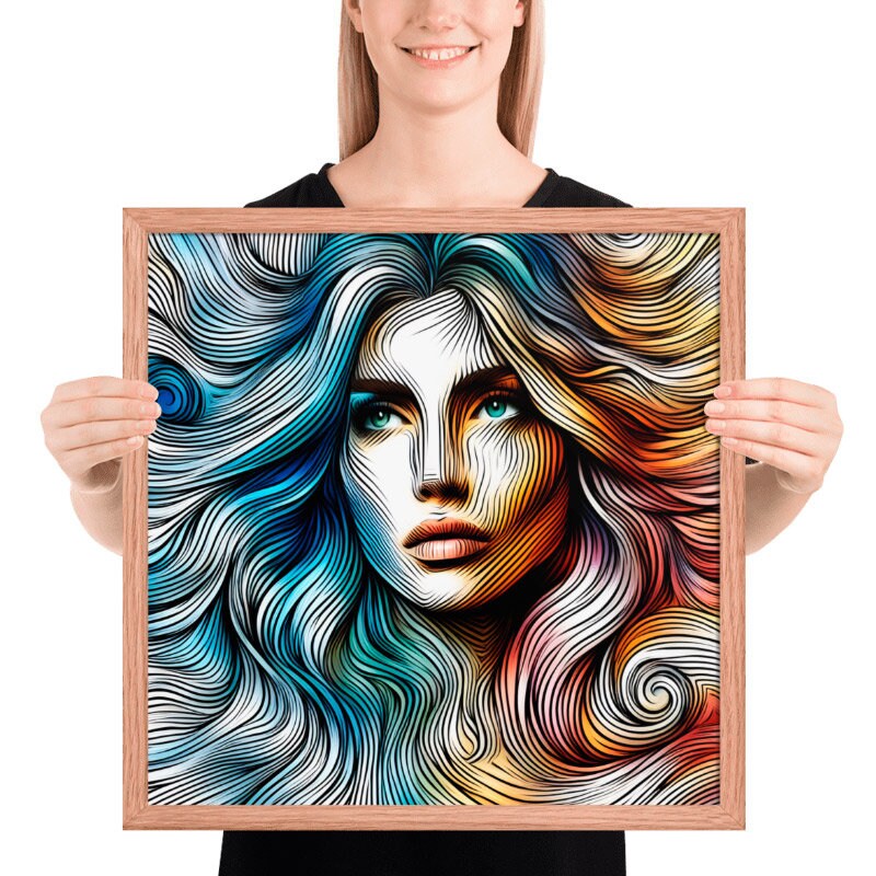 Hair Salon Prints: Abstract Woman Portrait, Colorful Waves (digital ...