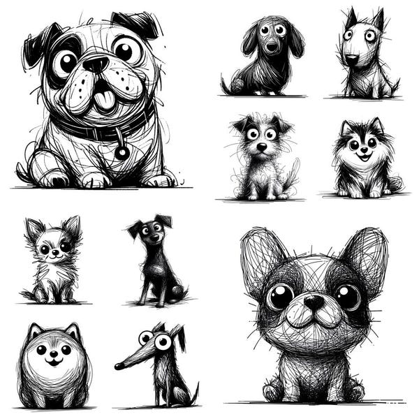 Dog Prints Cartoon - Etsy New Zealand