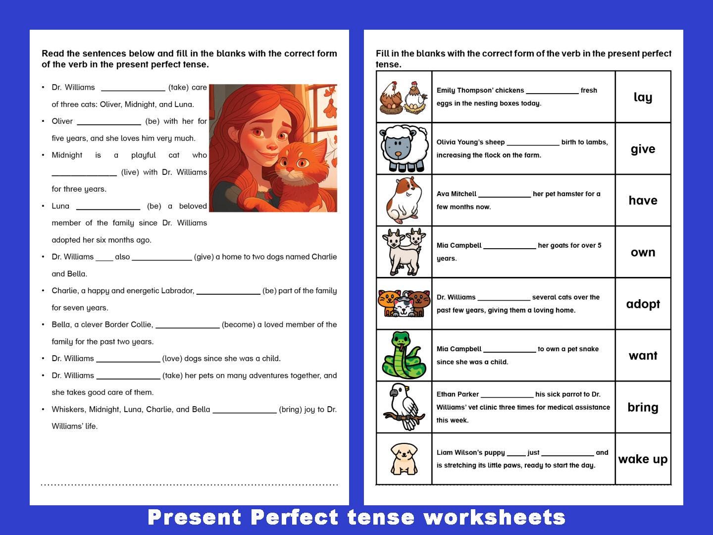 Verb Tenses Reading Comprehension; Printable Stories & Grammar ...