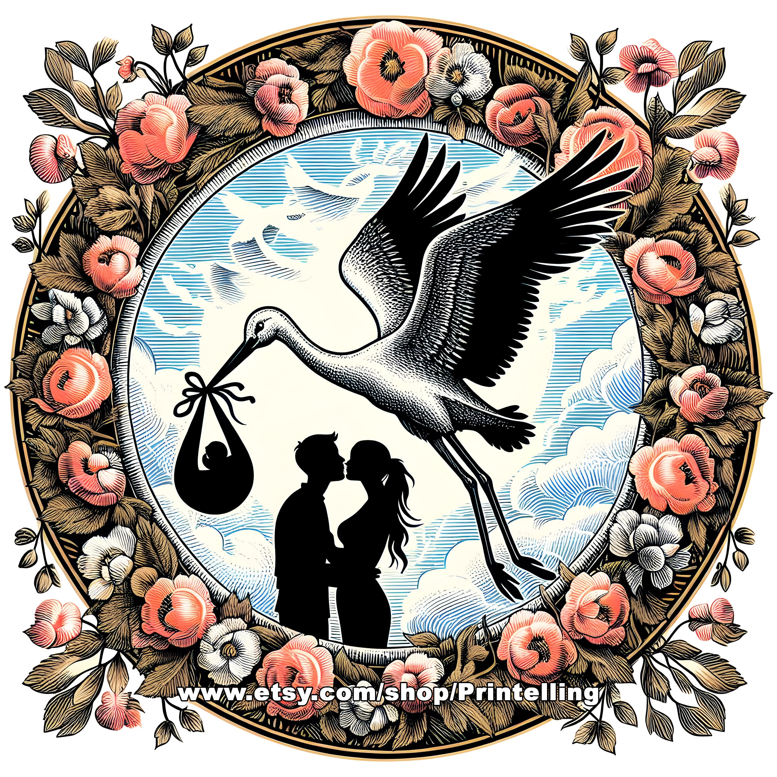 Newborn Baby Announcement PNG Clip Art Digital Download for Baby Shower ...