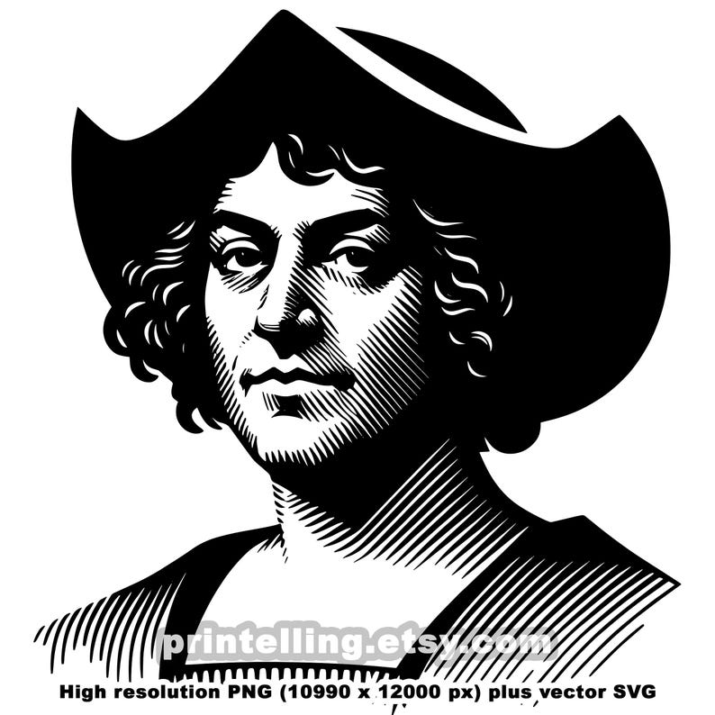 Vintage Christopher Columbus Portrait Bundle: PNG & SVG Graphics - Etsy
