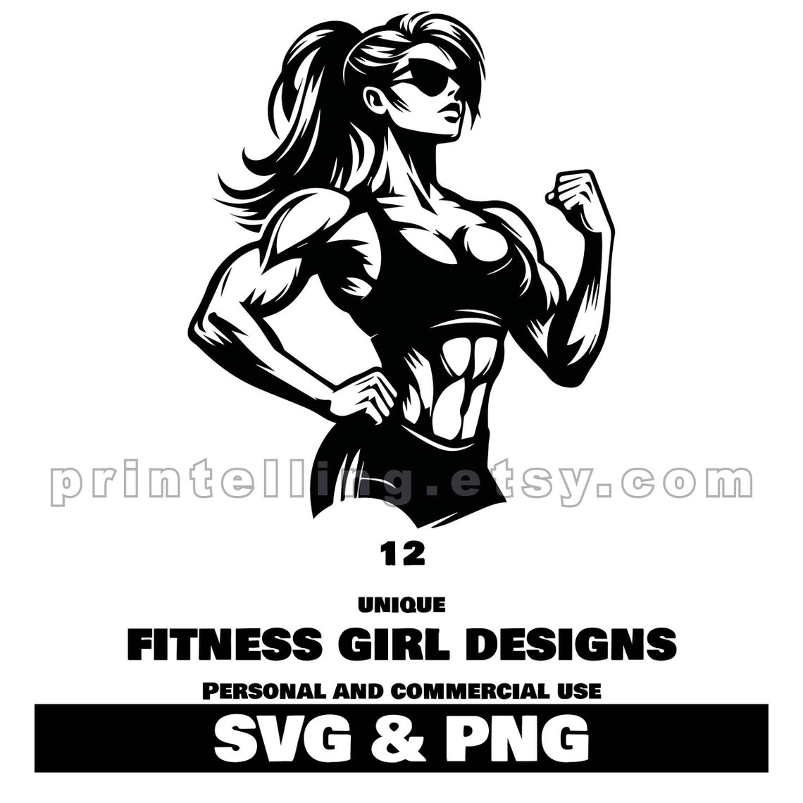 Fitness Girl SVG & PNG Bundle | 12 Unique Workout and Bodybuilding ...