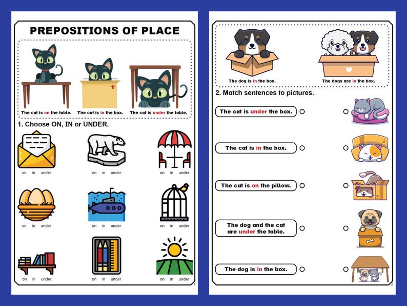 Prepositions of Place Worksheets; Printable Activities for Kids ...