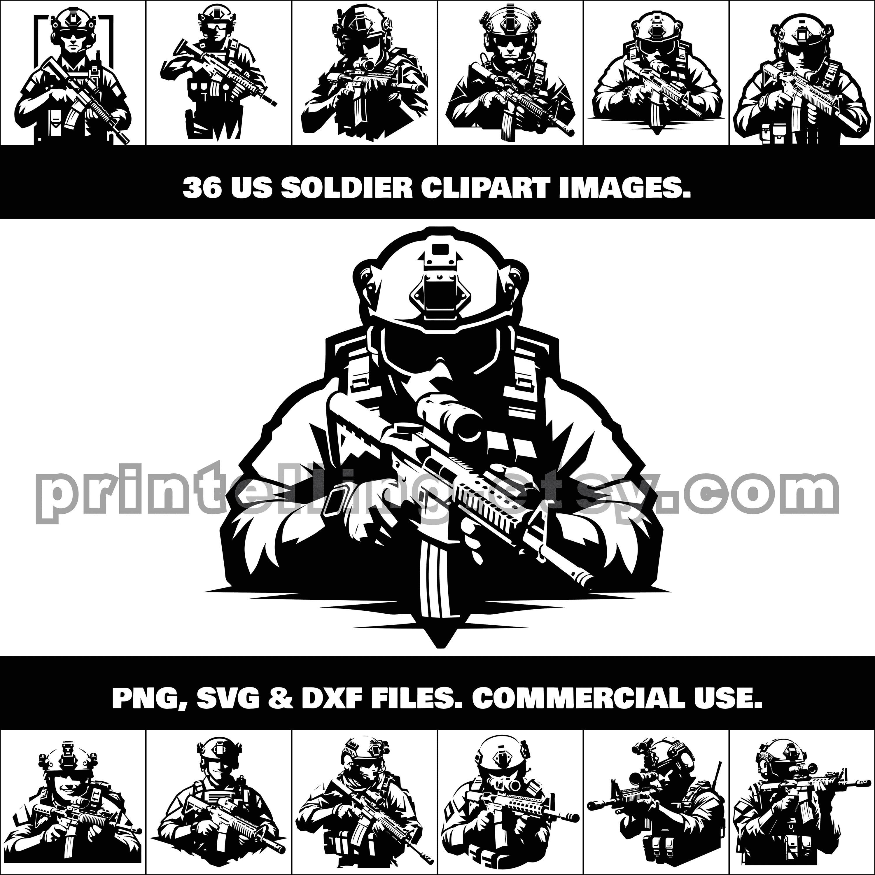 US Military Png, Svg, Dxf Clipart Bundle; 36 Images of American ...