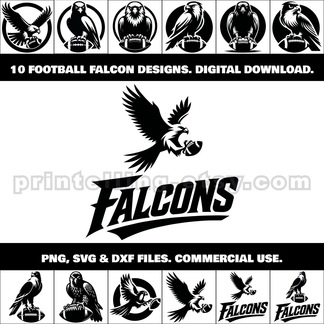Falcon Football Clipart Bundle: Mascot Designs for T-shirts (SVG, PNG ...