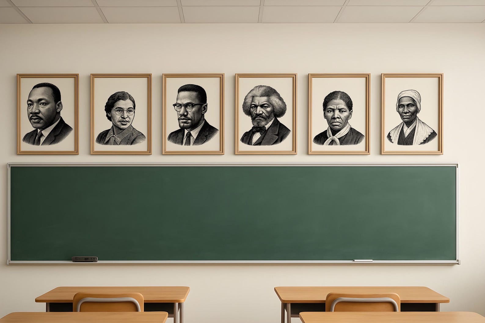 Portraits of Black Civil Rights Leaders; Vintage Style Graphics ...