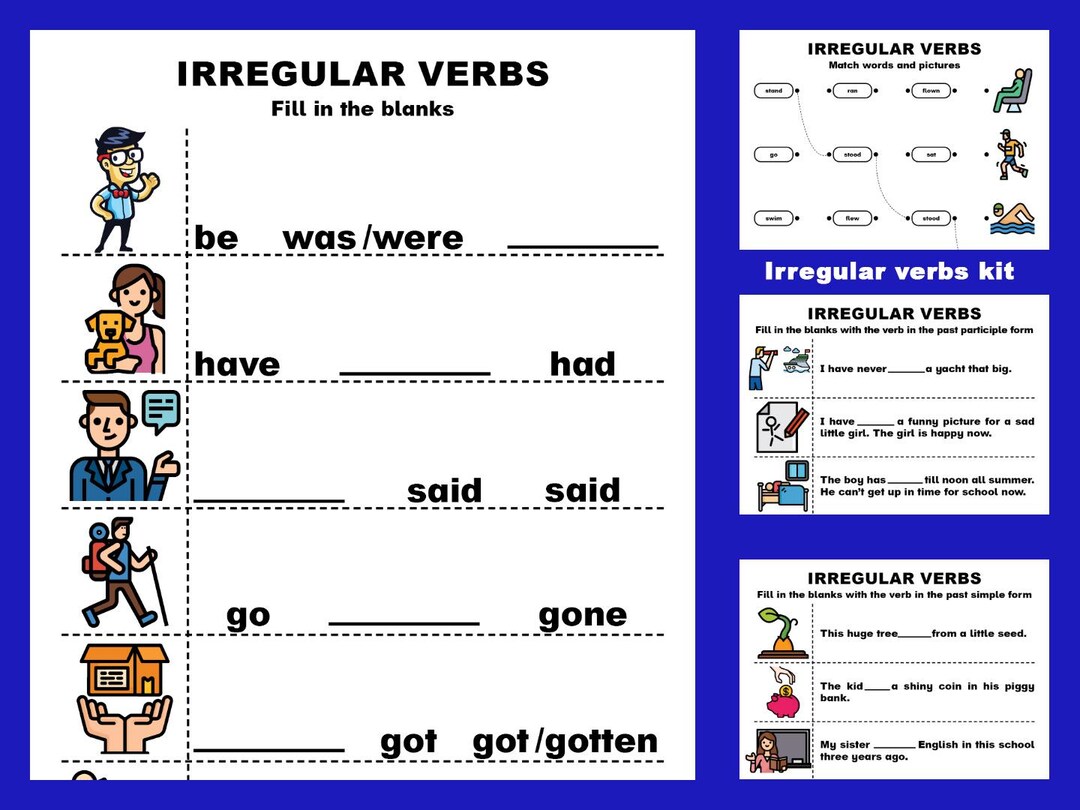 Irregular Verbs Kit: Printable Worksheets & Posters; Past Simple and ...