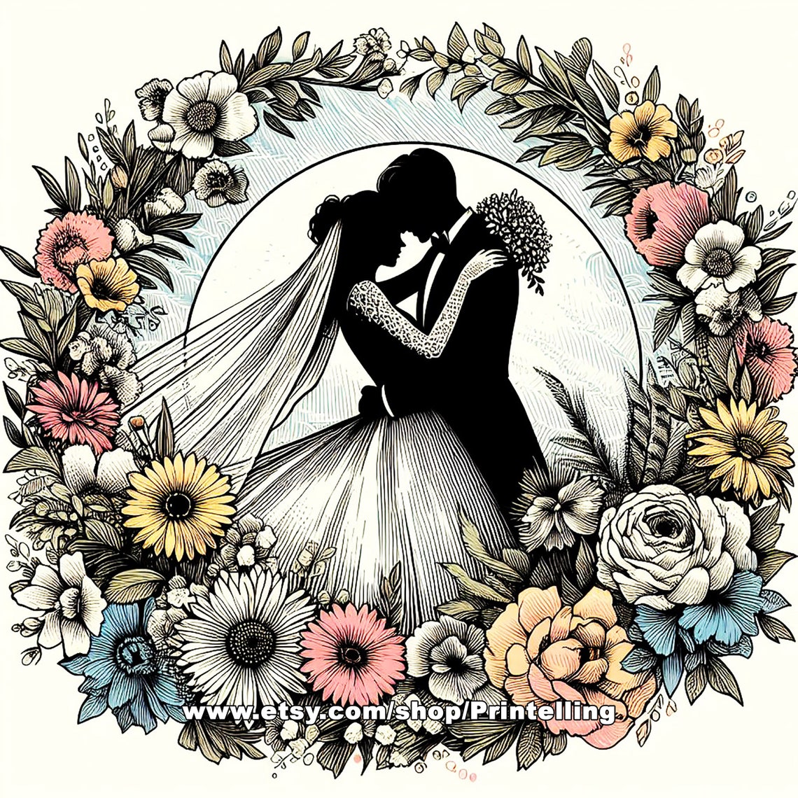 Wedding Clip Art PNG Bundle Bride and Groom Kissing 10 Digital Download ...